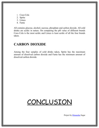 Copy Of Determination Of The Contents Of Cold Drinks | DOC