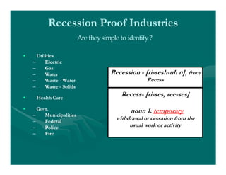 The Discovery of Recession Proof Industries | PDF | Job Market | Economy
