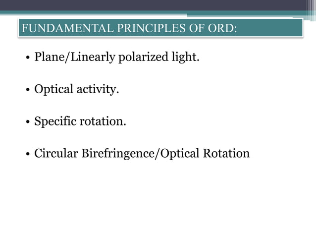 Optical Rotatory dispersion | PPTX | Chemistry | Science
