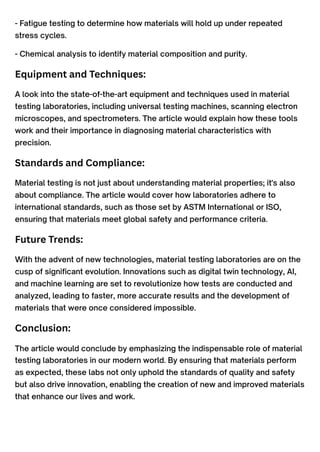 The Critical Role of Material Testing Laboratories | PDF