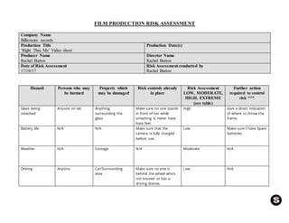 Copy of film production risk assessment form | DOCX
