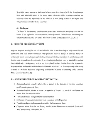 Introduction to Depository Systems of India | PDF