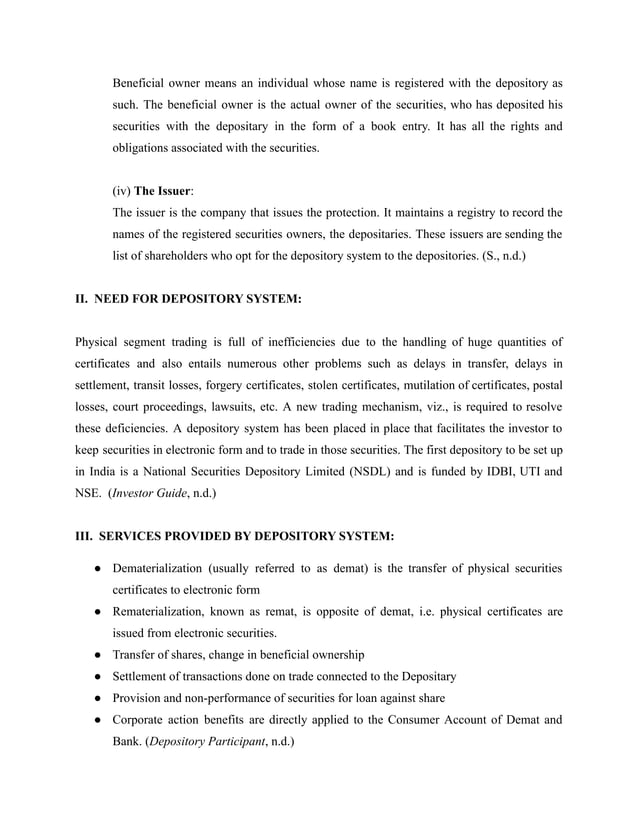 Introduction to Depository Systems of India | PDF | Stocks and Bonds ...