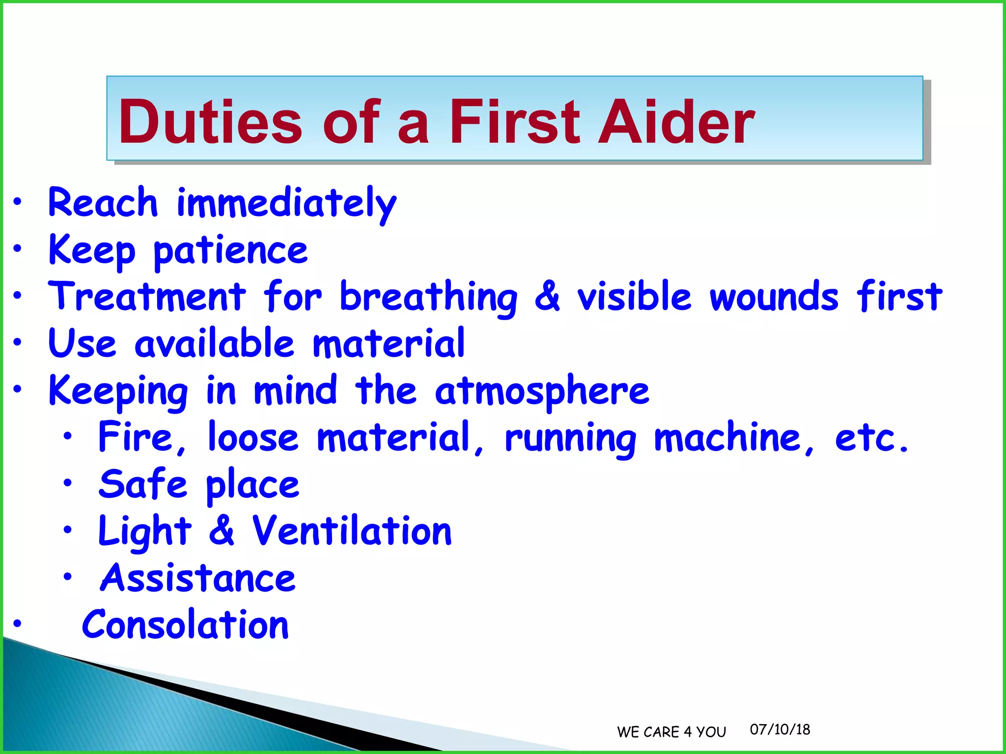 first aid talk | PPT