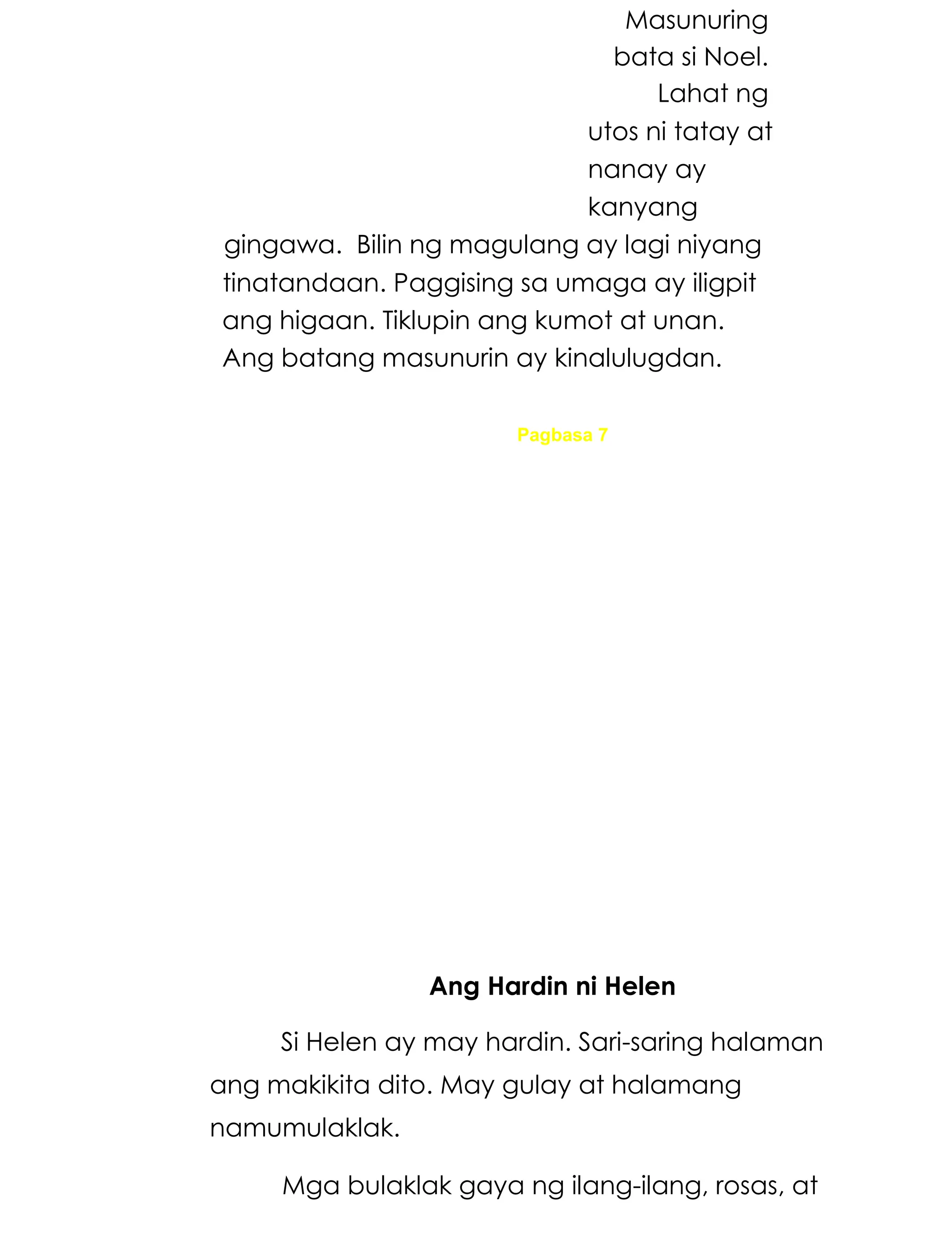Flat Filipino Reading Material all grade levels | DOCX