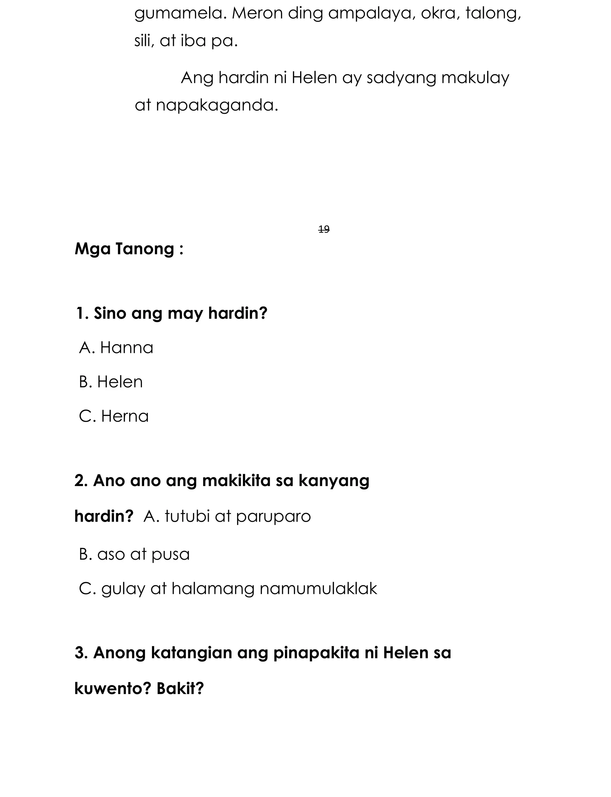 Flat Filipino Reading Material all grade levels | DOCX