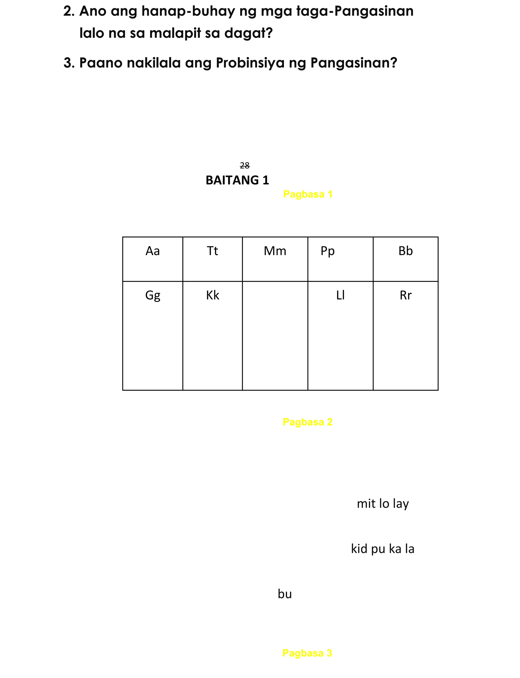 Flat Filipino Reading Material all grade levels | DOCX