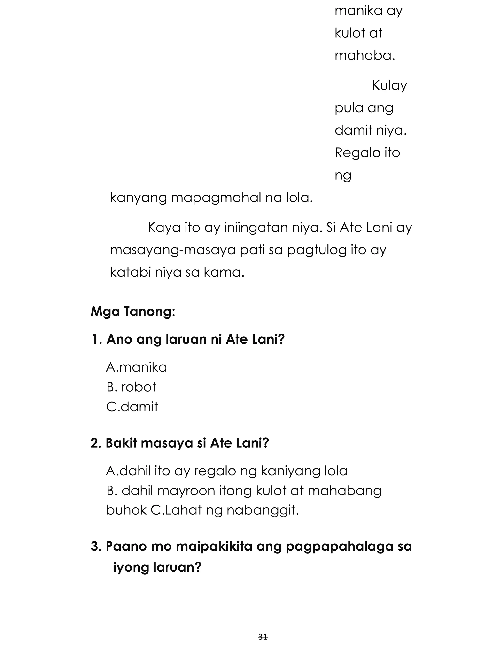 Flat Filipino Reading Material all grade levels | DOCX