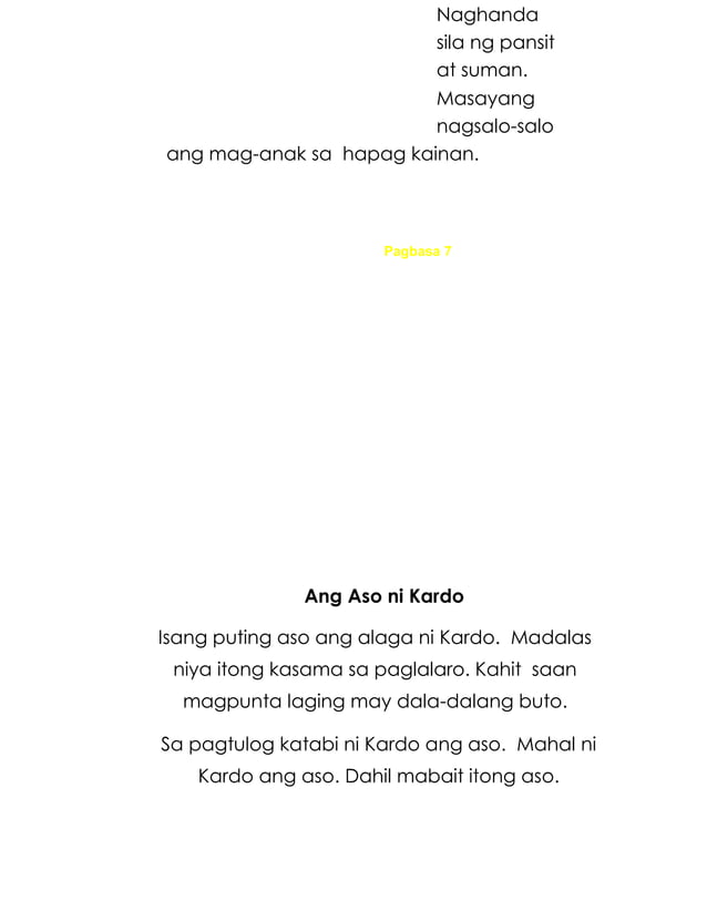 Flat Filipino Reading Material all grade levels | DOCX