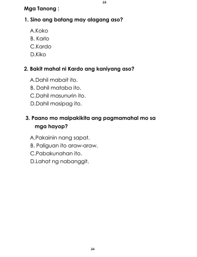 Flat Filipino Reading Material all grade levels | DOCX