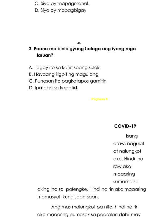 Flat Filipino Reading Material all grade levels | DOCX