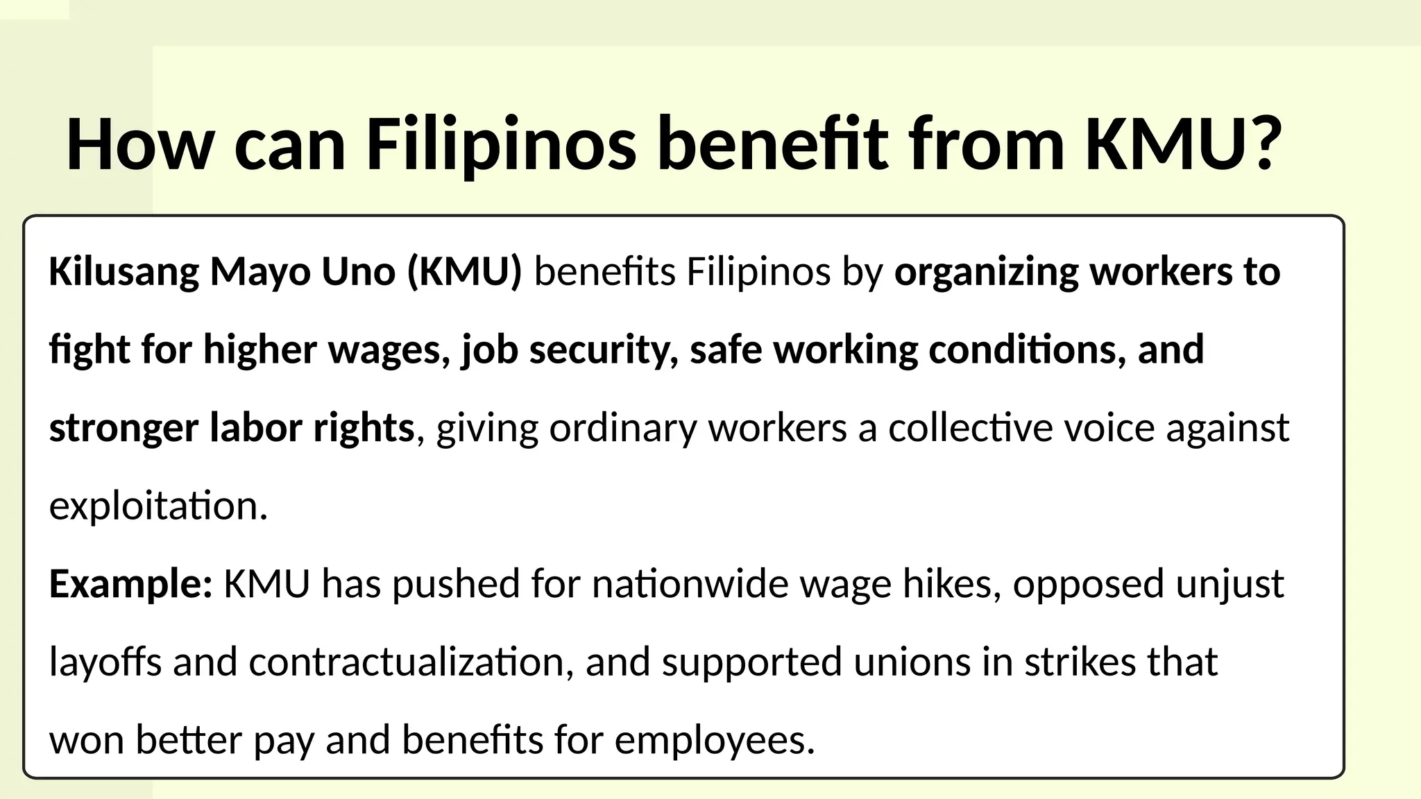Kilusang mayo uno presentation with explanation | PPTX