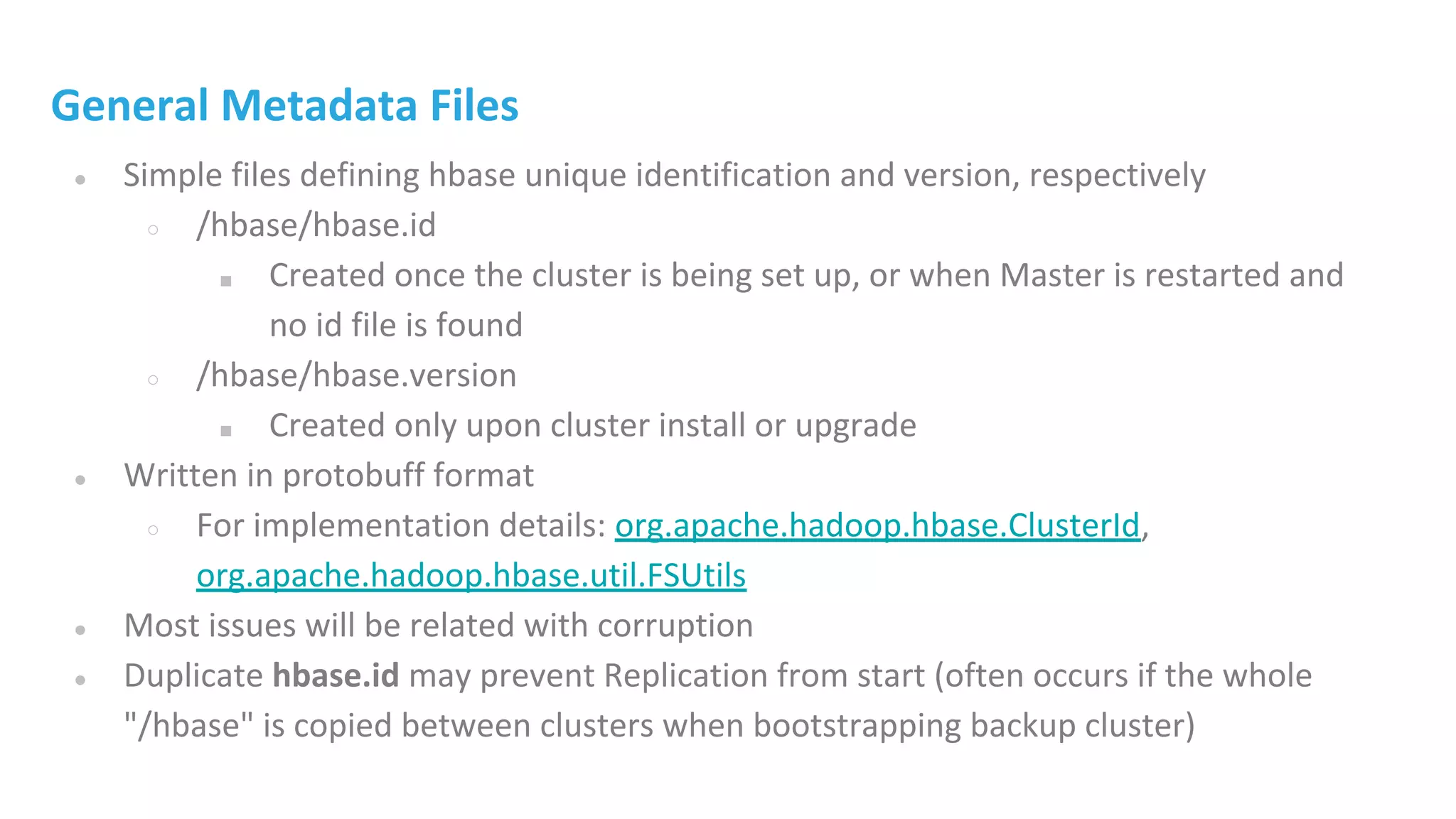 HBase System Tables / Metadata Info | PDF