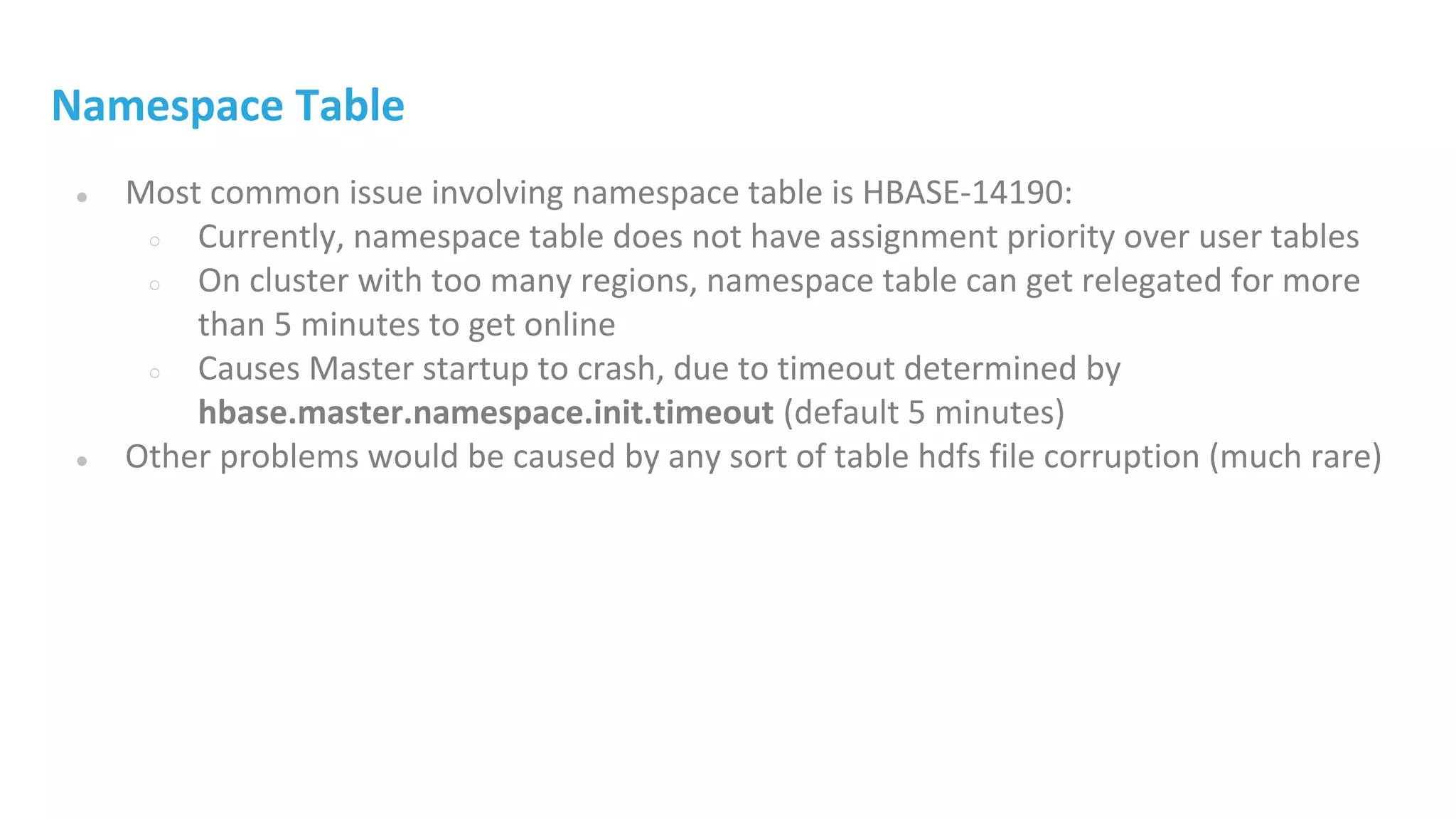 HBase System Tables / Metadata Info | PDF