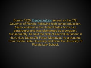 Donald L. Koch: a Brief Biography of Governor Reubin Askew | PDF