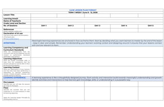 Comprehensive ILAW Lesson Plan Format for Effective Teaching | DOCX
