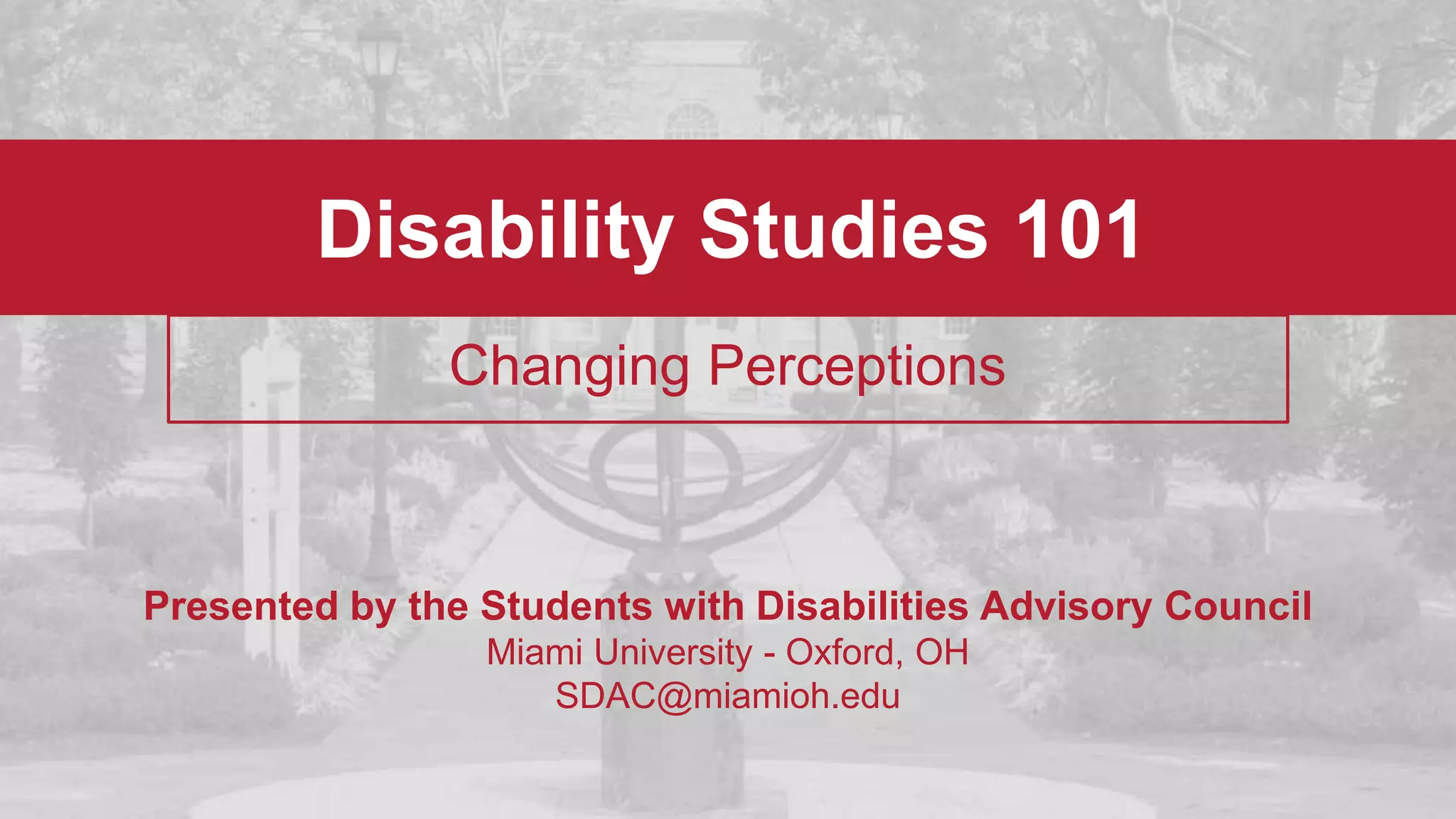 Disability Studies 101: Changing Perceptions | PPTX