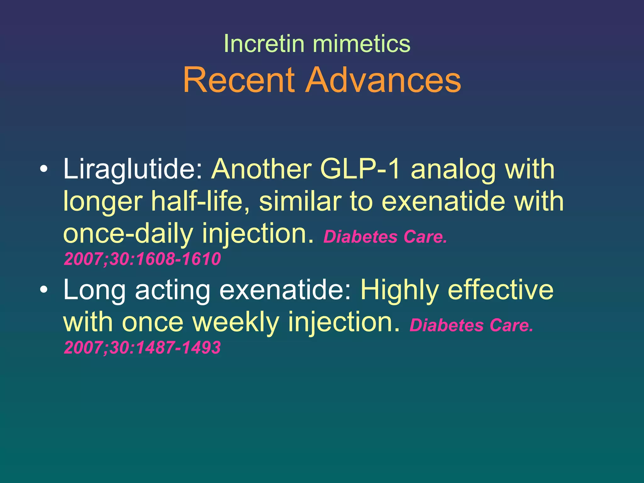 Incretin based therapy of type 2 diabetes mellitus 1 | PPT