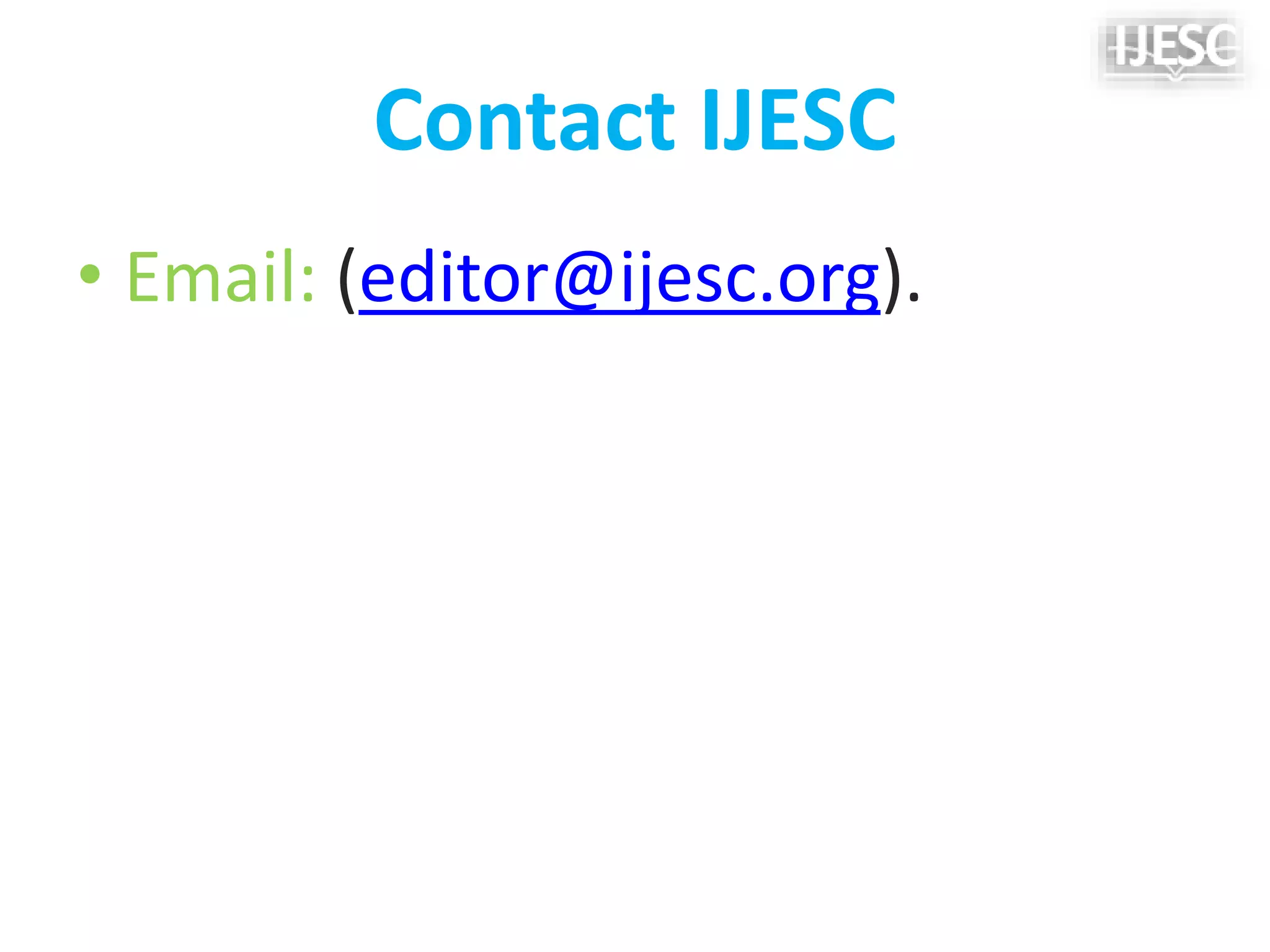 IJESC International journal of engineering science and computing | PPTX