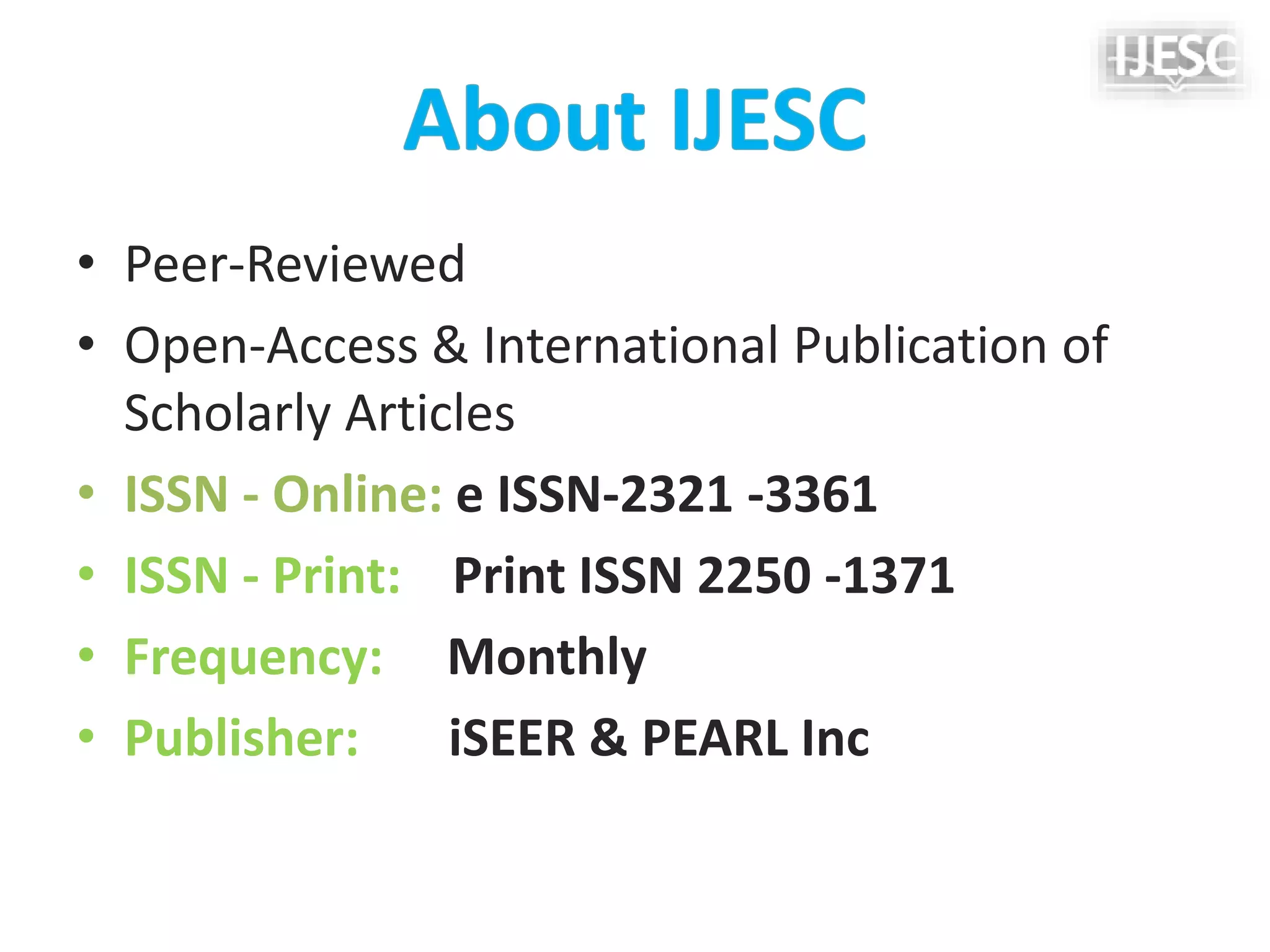 IJESC International journal of engineering science and computing | PPTX