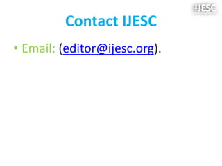 IJESC International journal of engineering science and computing | PPTX