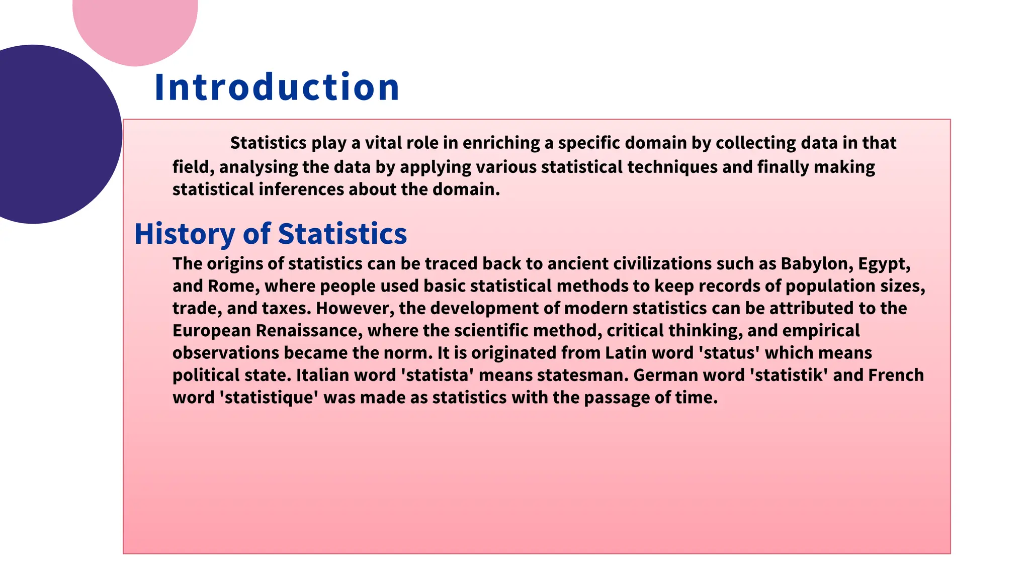 Introduction to Statistics information.pptx | Geography | Science