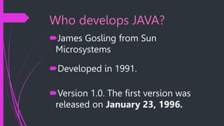 JAVA.1st lesson.pptx | Programming Languages | Computing