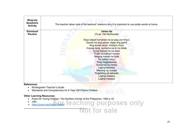 Copy of Kindergarten Daily Lesson Plan Week 12.pdf | Daycare and Pre ...