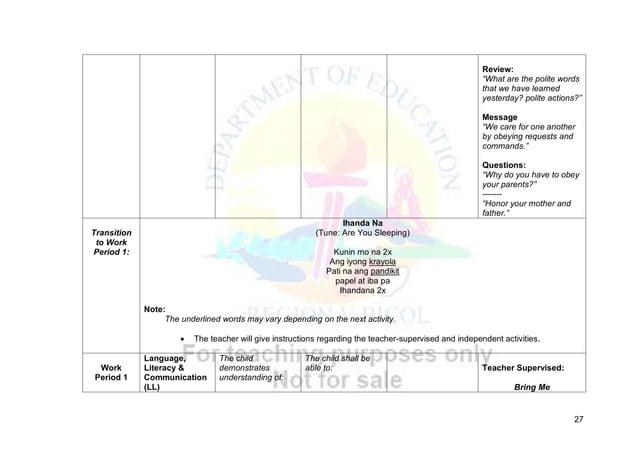 Copy of Kindergarten Daily Lesson Plan Week 12.pdf | Daycare and Pre ...