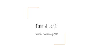 Epistemology and Formal Logic | PDF