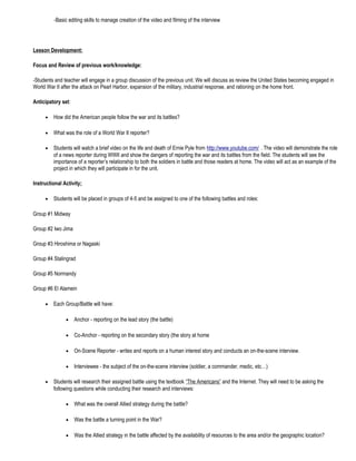 Copy Of Lesson Plan #2 Wwii Battles With Tec...[1] | DOC | Documentary ...