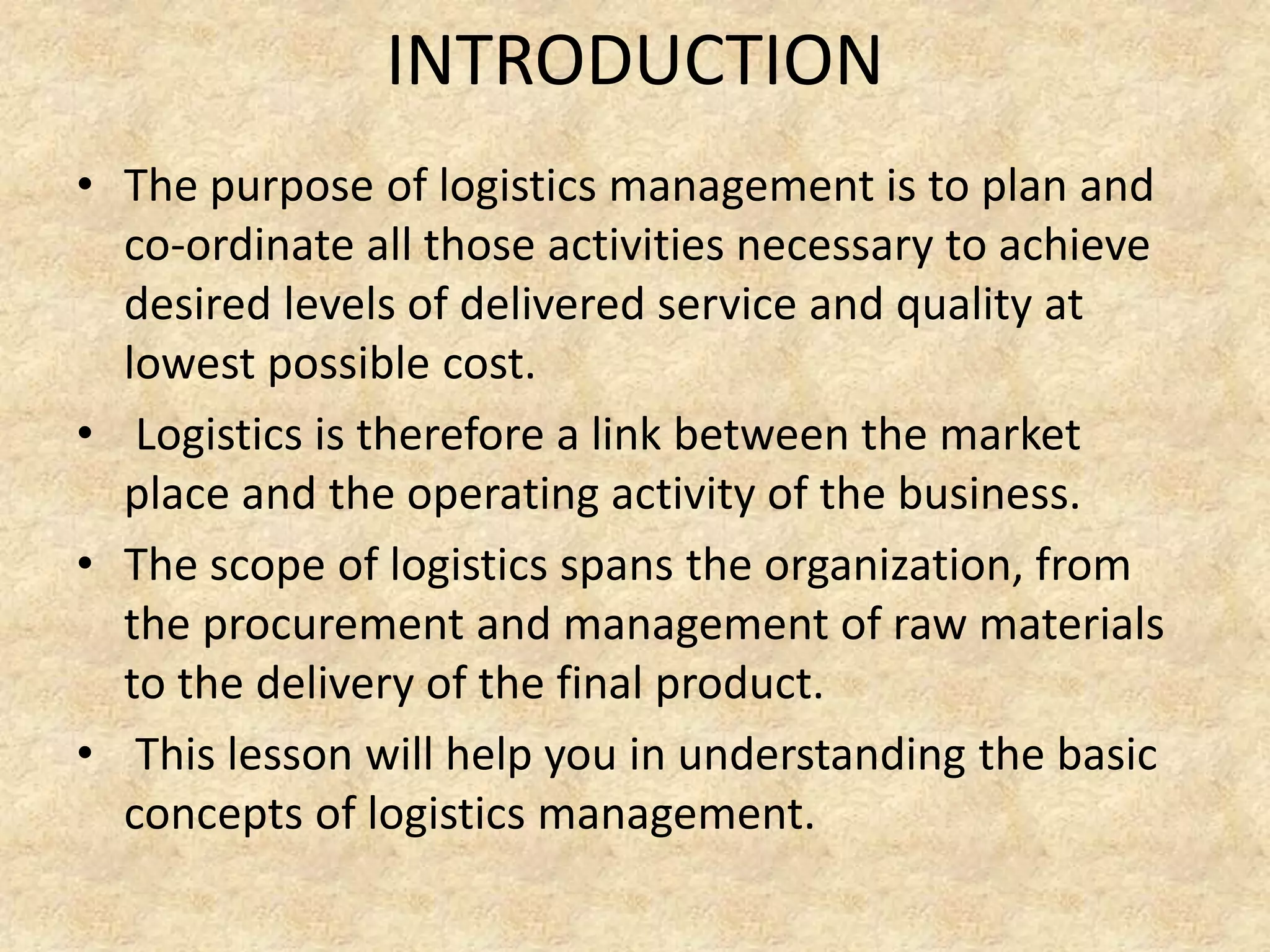 Copy of lOGISTICS UNIT 1.ppt | Logistics and Transportation Industry | Industries