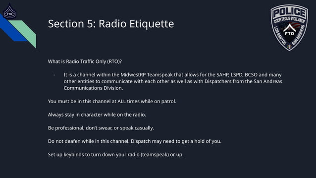 LSPD FTO Classroom Training Guide for FiveM | PPTX