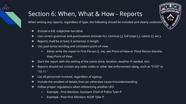 LSPD FTO Classroom Training Guide for FiveM | PPTX