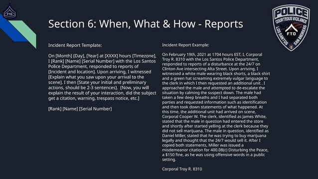 LSPD FTO Classroom Training Guide for FiveM | PPTX