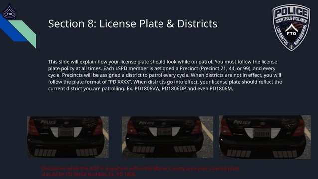 LSPD FTO Classroom Training Guide for FiveM | PPTX
