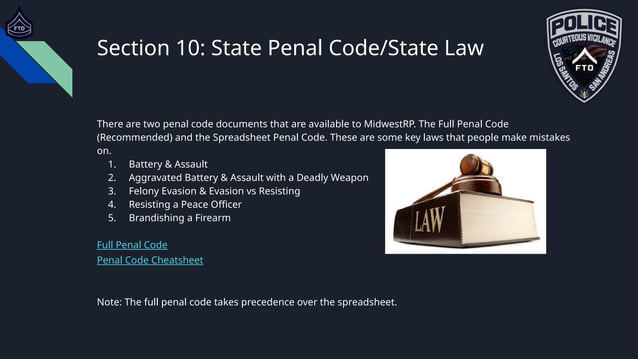 LSPD FTO Classroom Training Guide for FiveM | PPTX