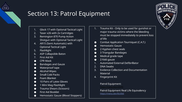 LSPD FTO Classroom Training Guide for FiveM | PPTX