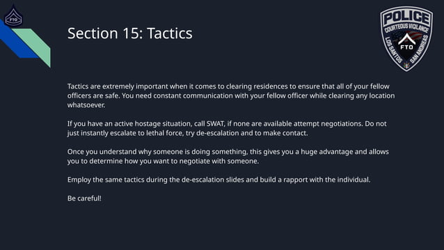 LSPD FTO Classroom Training Guide for FiveM | PPTX