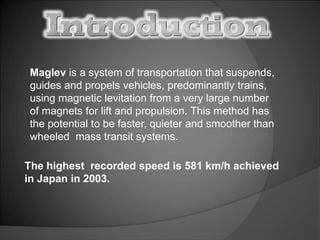 Maglev Basic Introduction | PPT | Rail Travel | Travel Type