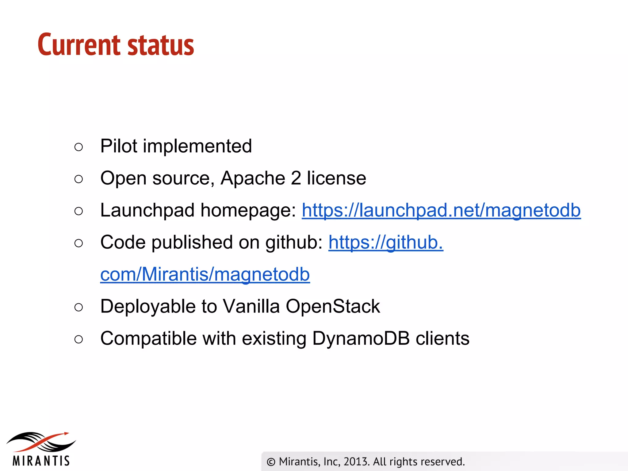 Introducing MagnetoDB, a key-value storage sevice for OpenStack | PDF