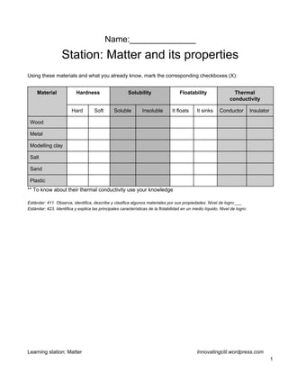 Matter experiment | PDF