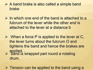 Working, Construction And Types of Band Brakes | PPTX