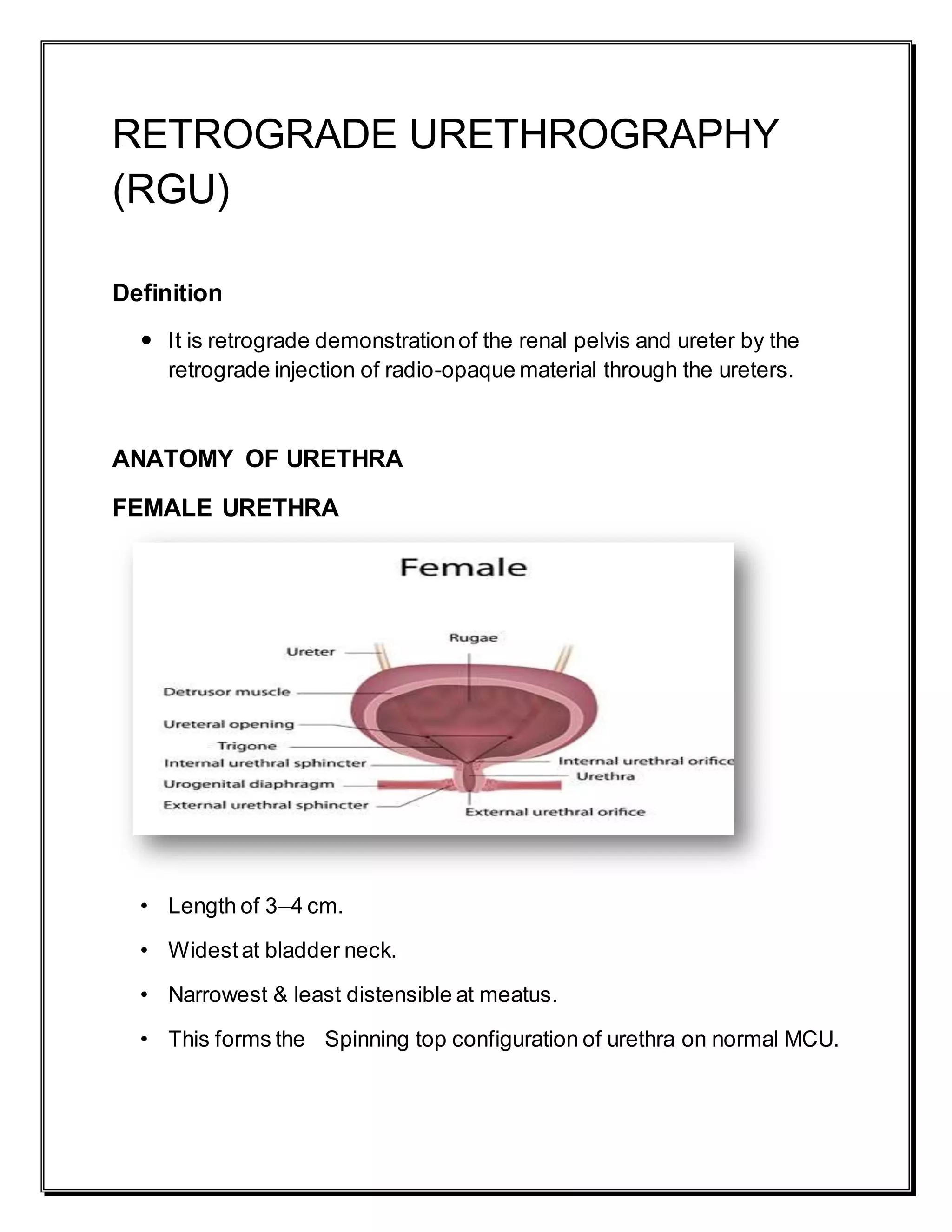 MICTURATING CYSTOURETHROGRPHY AND RETROGRATE UROGRAPHY - MCU/ RGU | DOCX