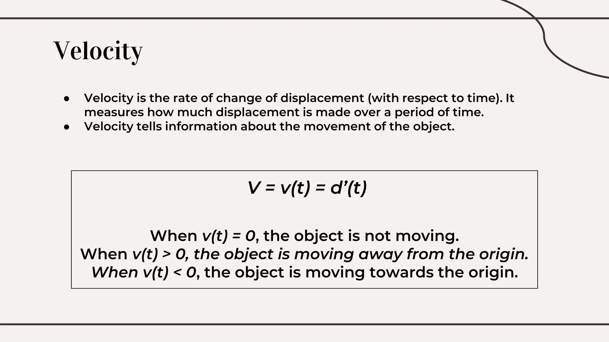 Displacement, Velocity, Acceleration, and Second Derivatives | PPTX