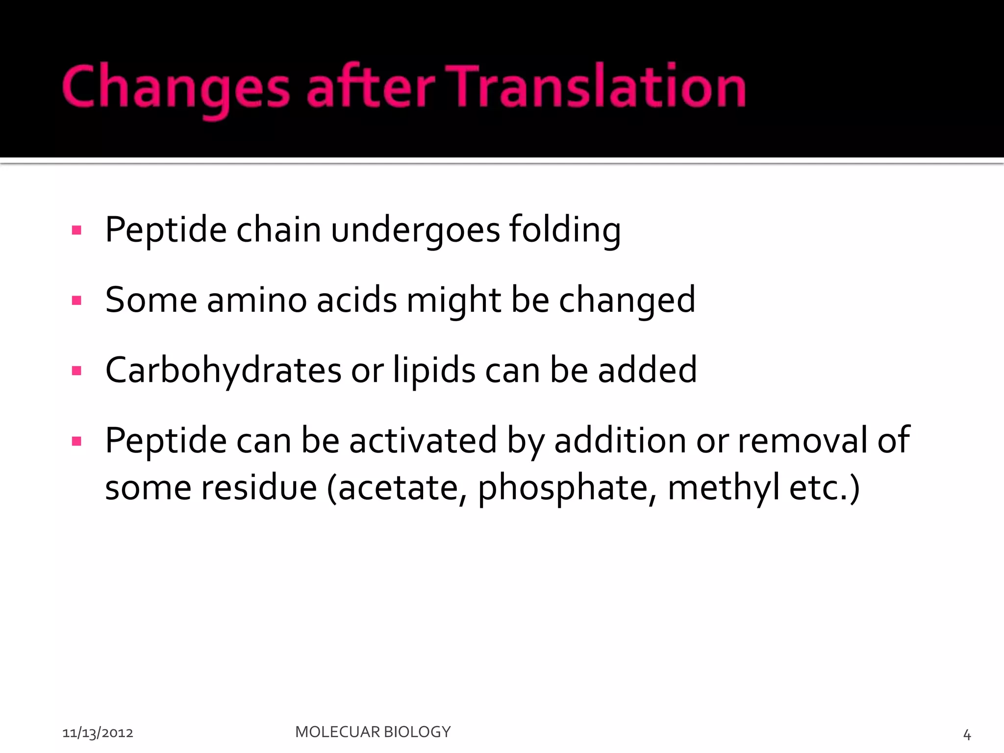 Post-Translational Modifications | PPTX