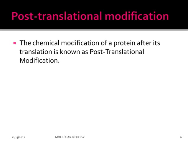 Post-Translational Modifications | PPTX | Chemistry | Science