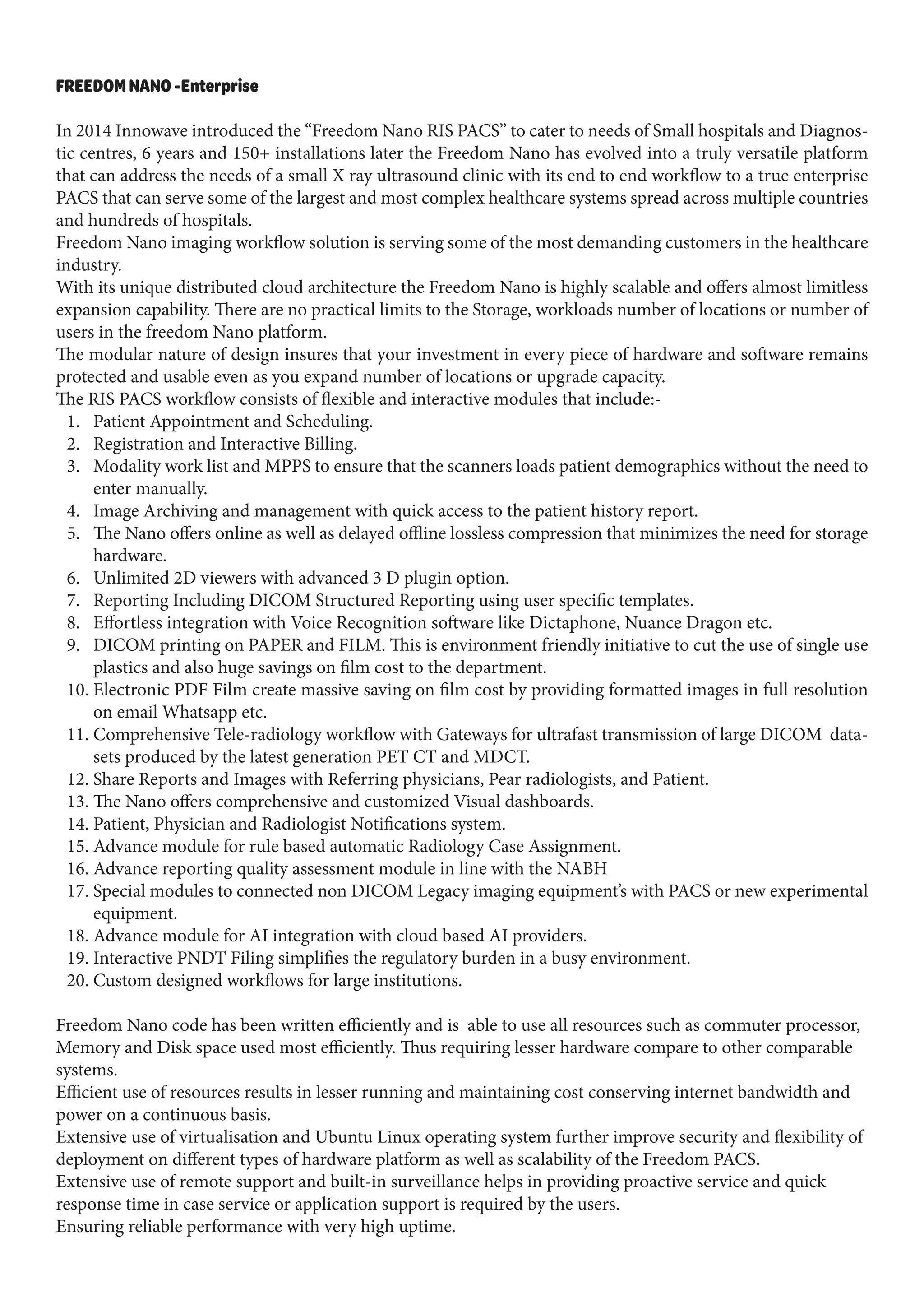 Freedom Nano PACS | PDF