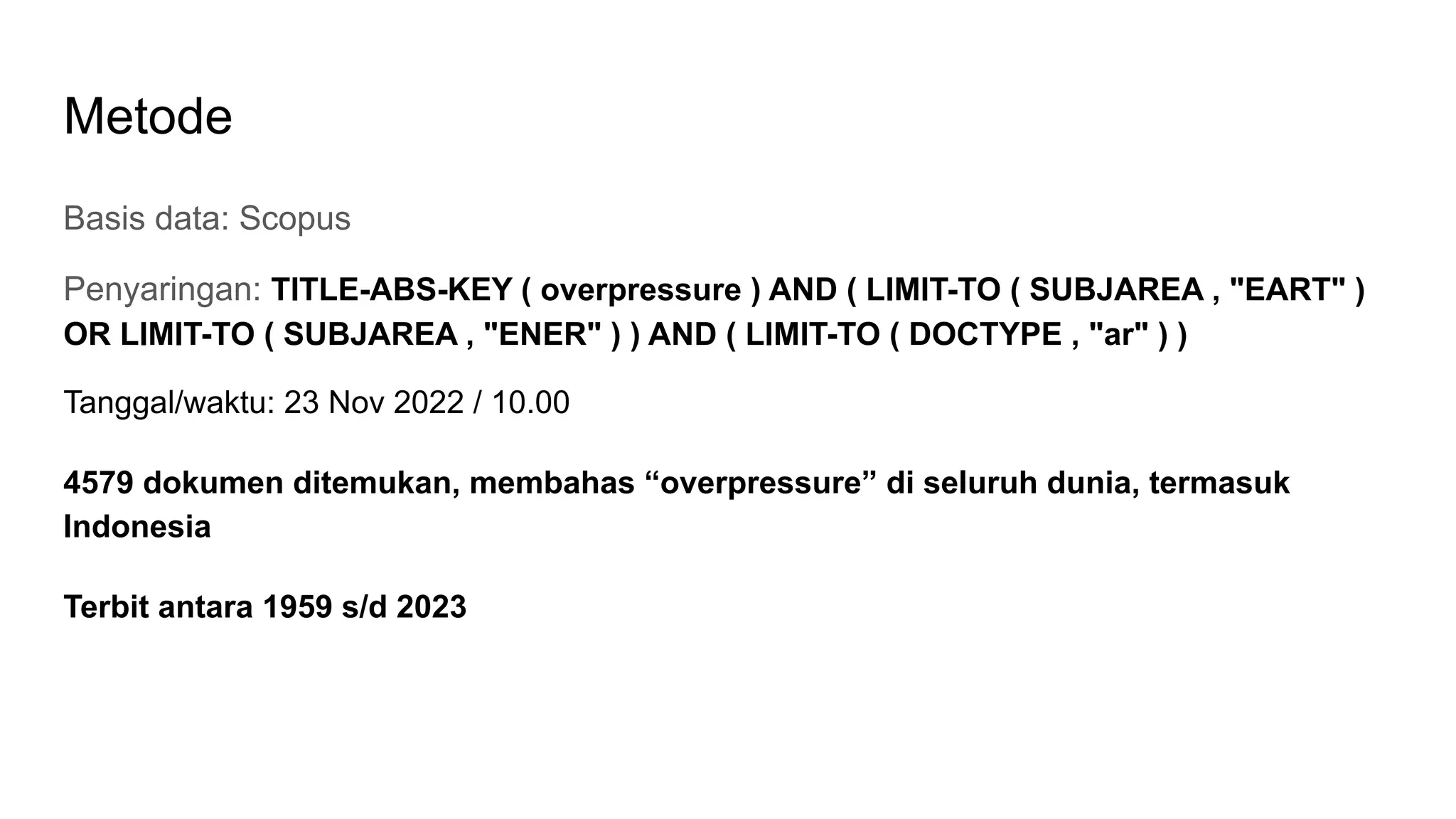 Analisis bibliometrik topik riset “overpressure” | PDF
