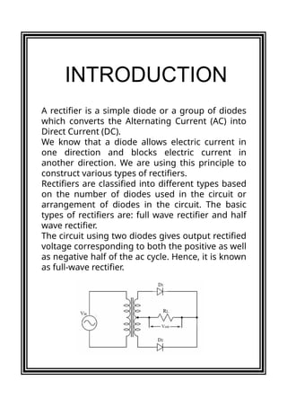 Class 12 Physics Investigatory Project - Half Wave Rectifeer | PPTX